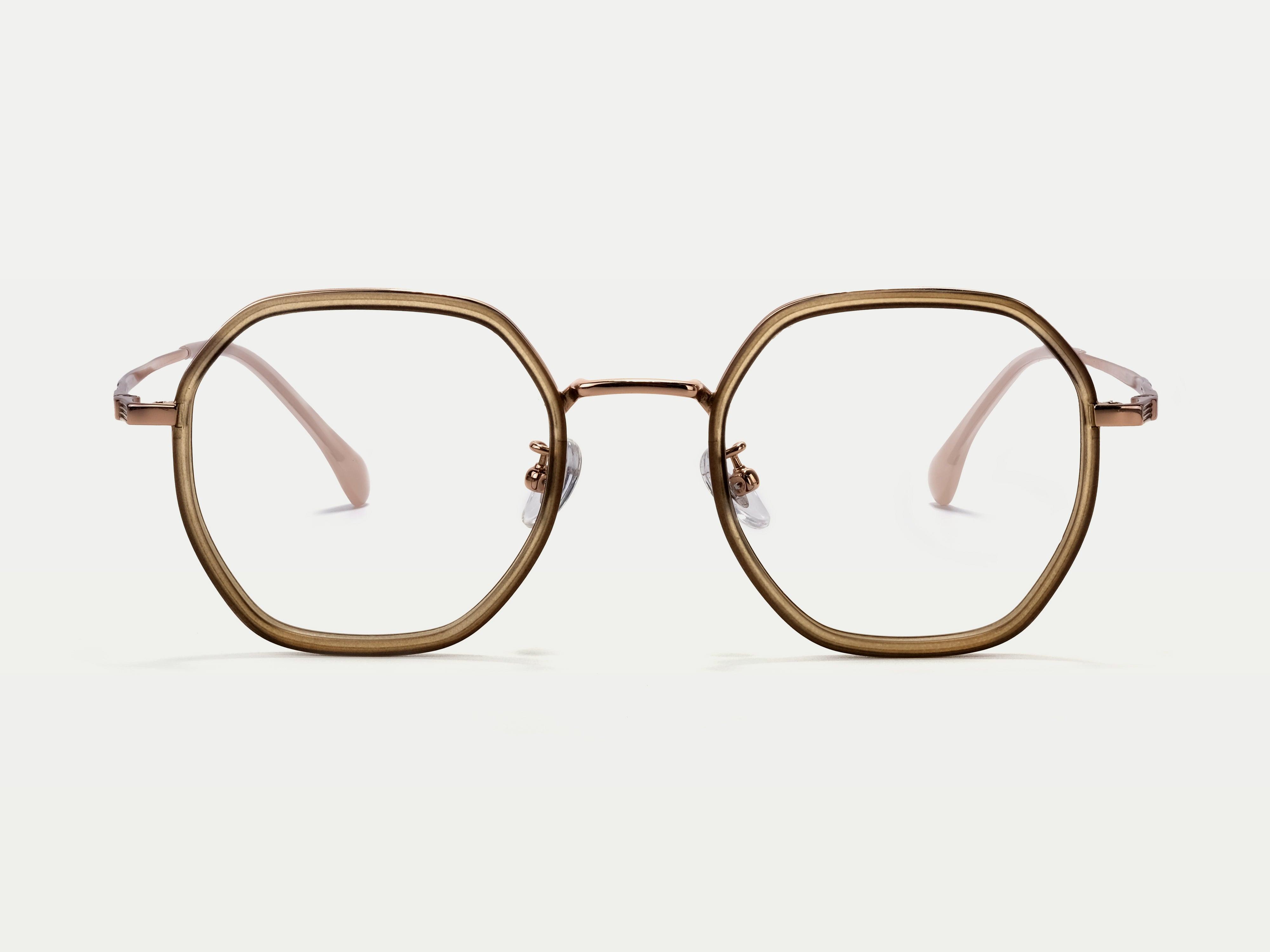 Medium Geometric Stylish Titanium and Acetate Transparent Eyeglasses ...